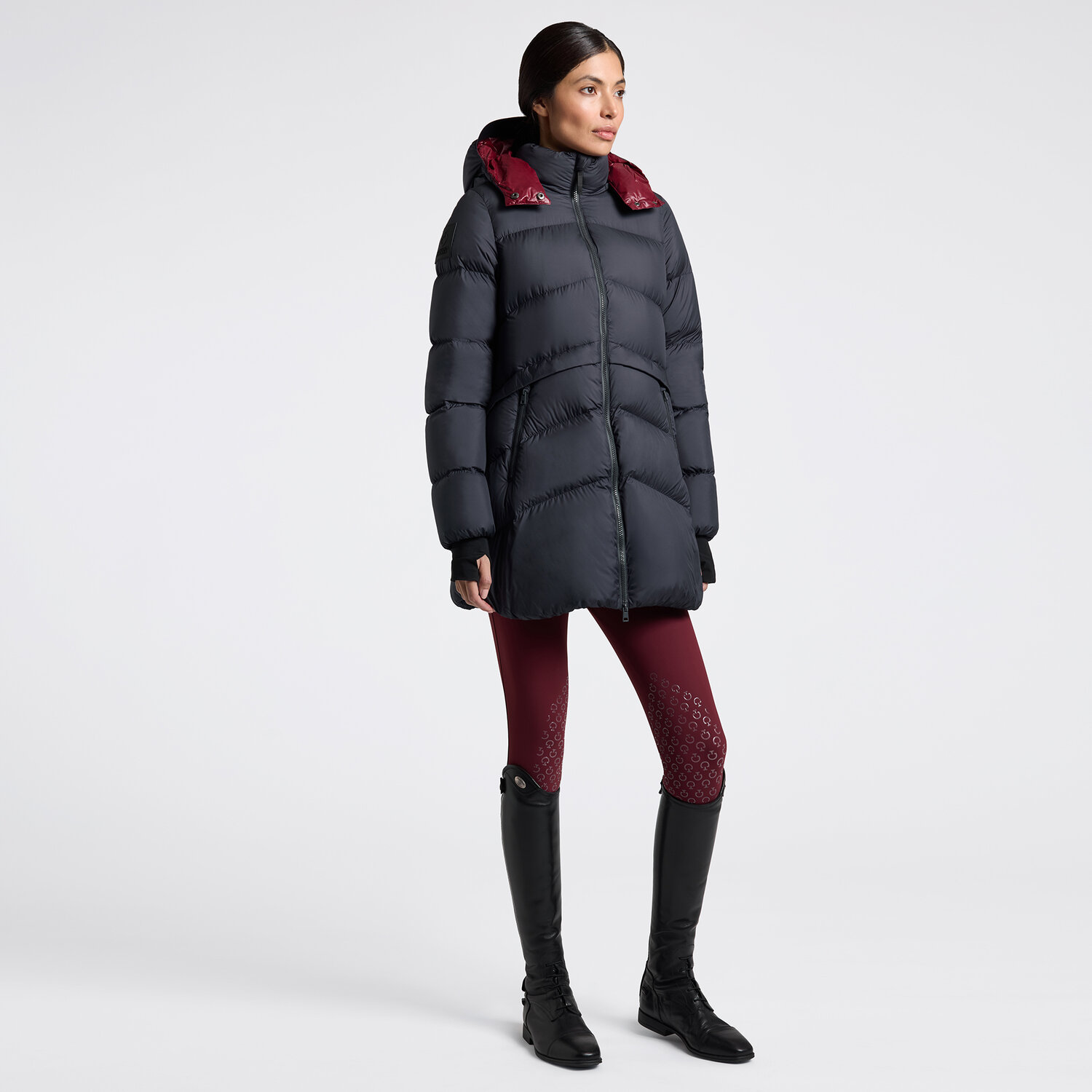 Cavalleria Toscana Women's Long Padded Down Jacket in Nylon with Hood ...